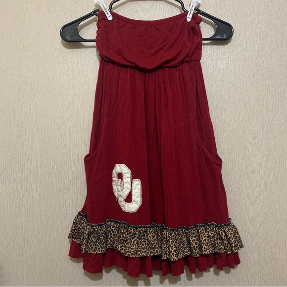 Livy Lu | Tops | Y2k Oklahoma Sooners Ruffle Tube Top With Cheetah ...